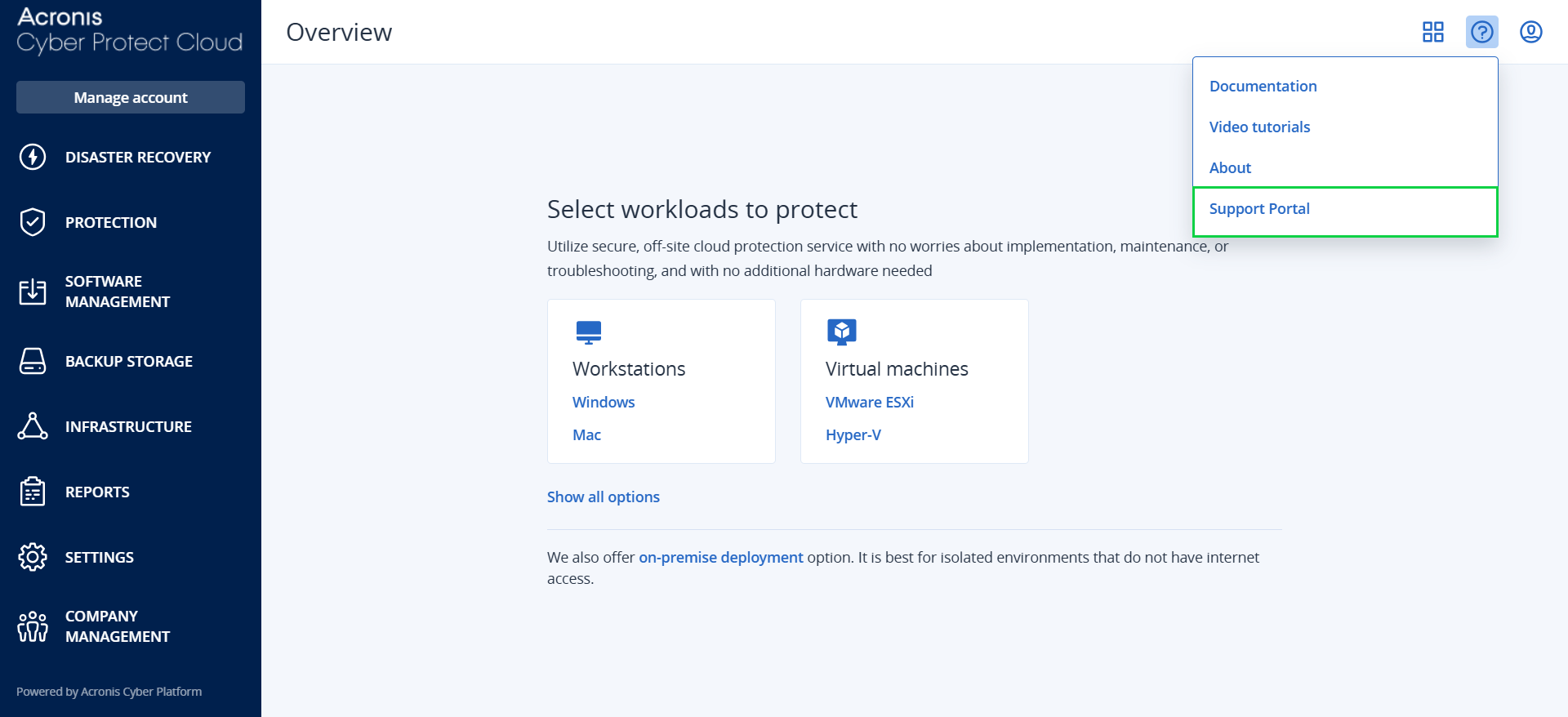71481: New Acronis Support portal