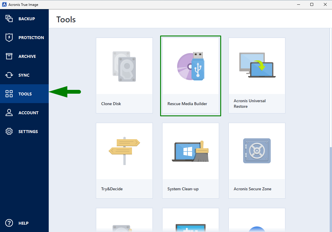 Acronis True Image: come creare un supporto di avvio