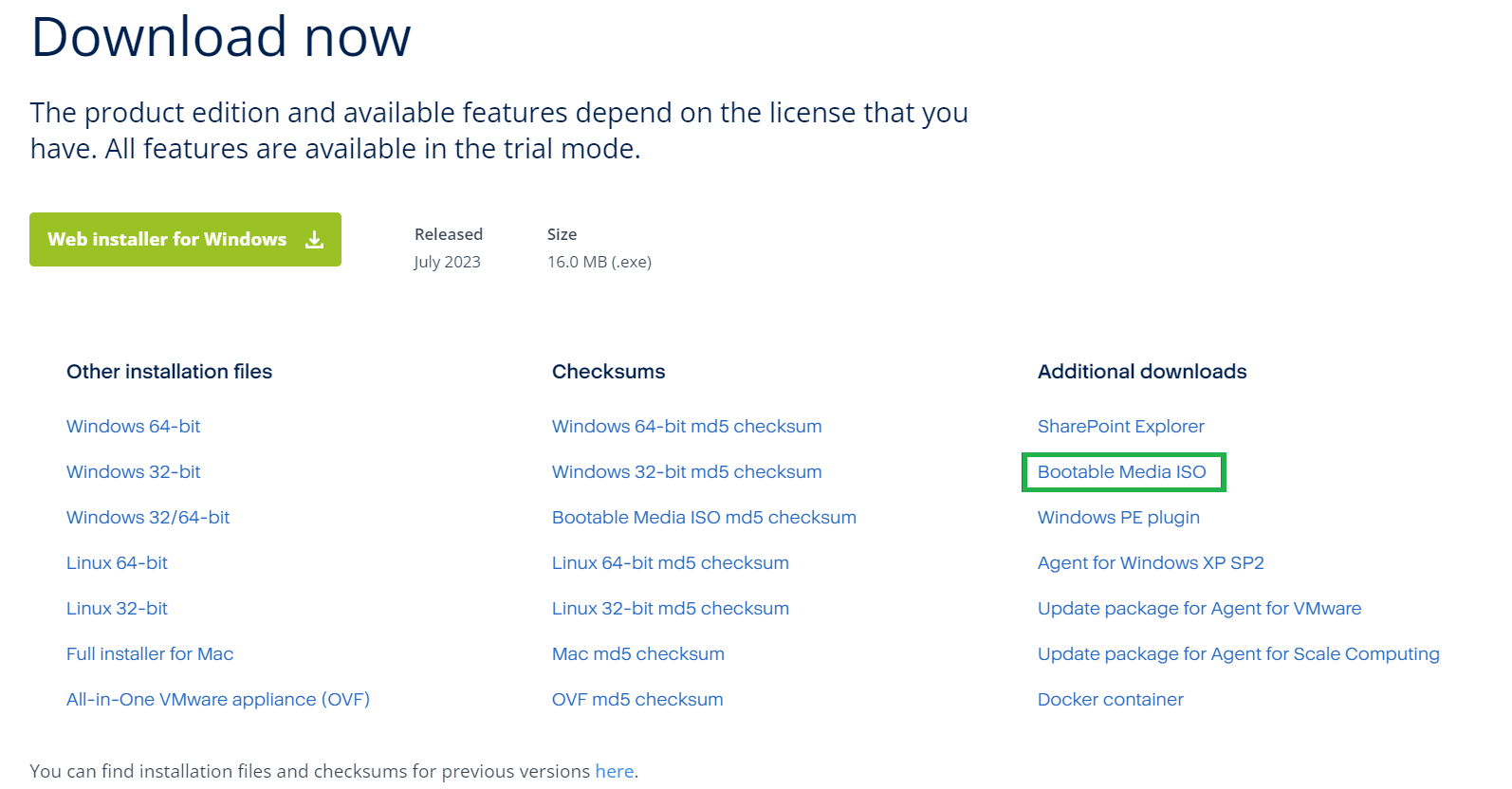 4828: How to download Acronis bootable media ISO