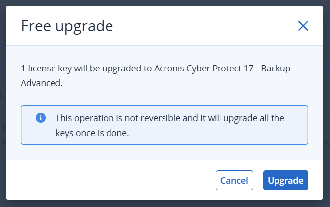 Acronis Cyber Protect: How to download a free upgrade license