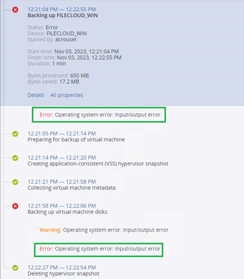 73475: Acronis Cyber Protect: Backup to SMB shared location with NTFS system fails with ...