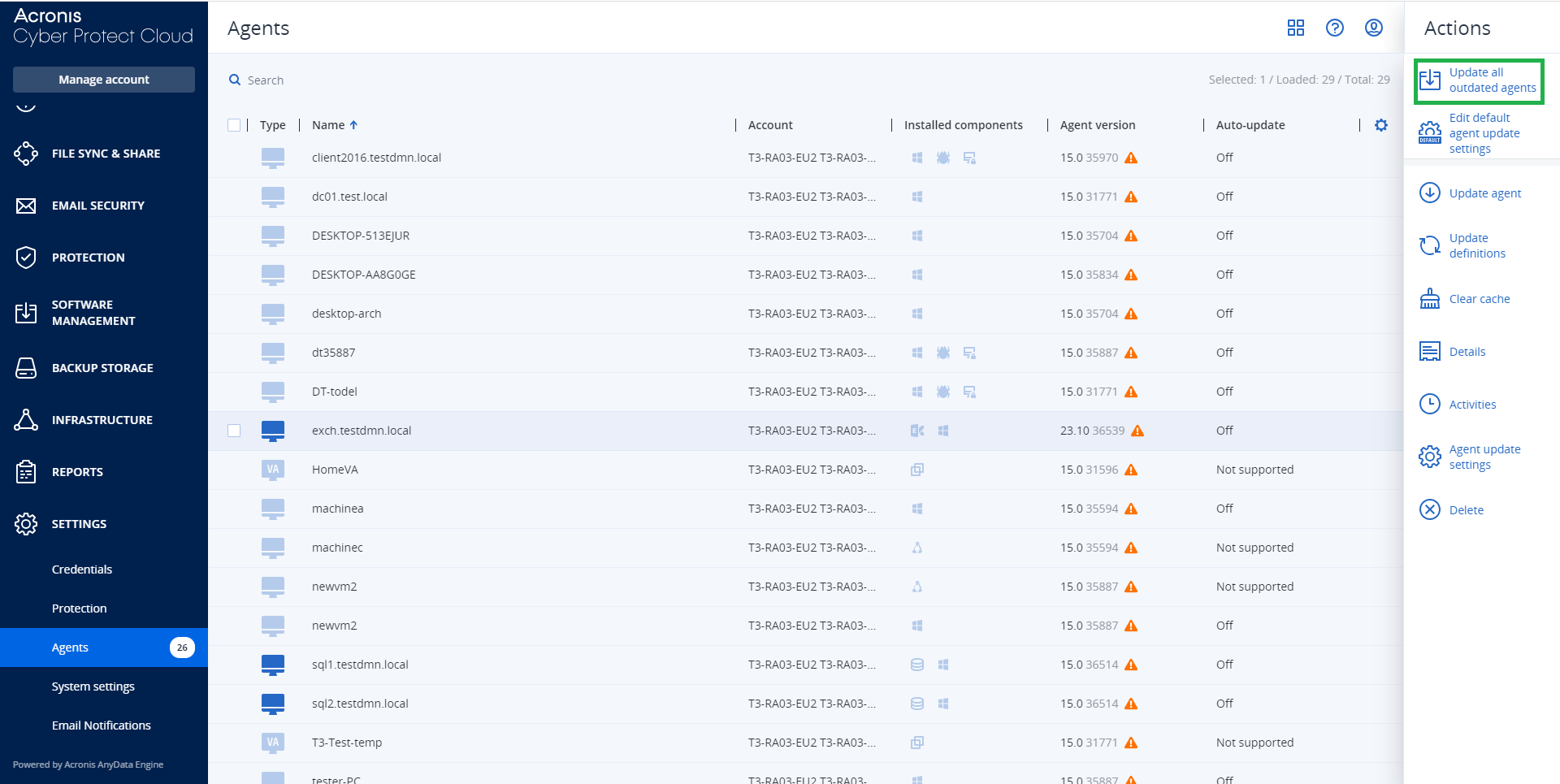59131:Acronis Cyber Protect: updating to the latest build