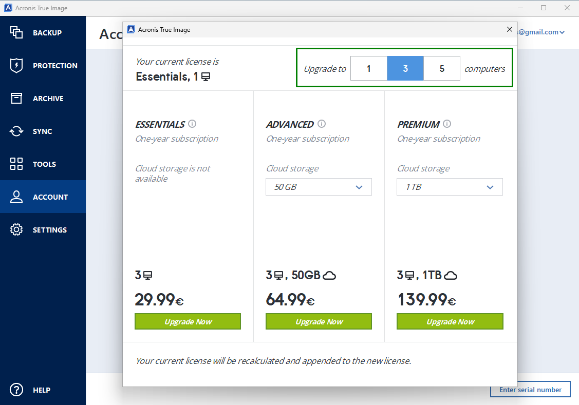 60197:Acronis True Image: how to purchase Essentials, Advanced or ...