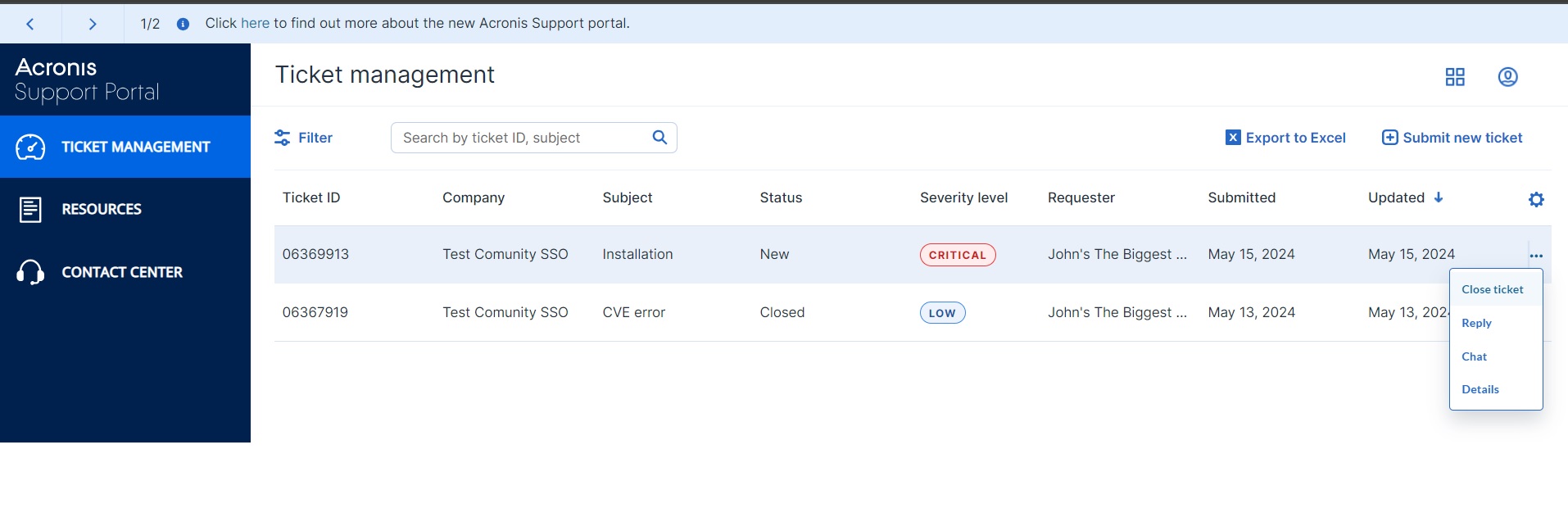 71481: New Acronis Support portal