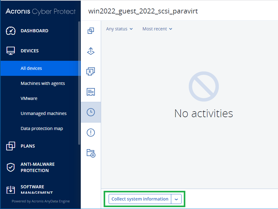 58301: Acronis Cyber Protect: how to collect system information