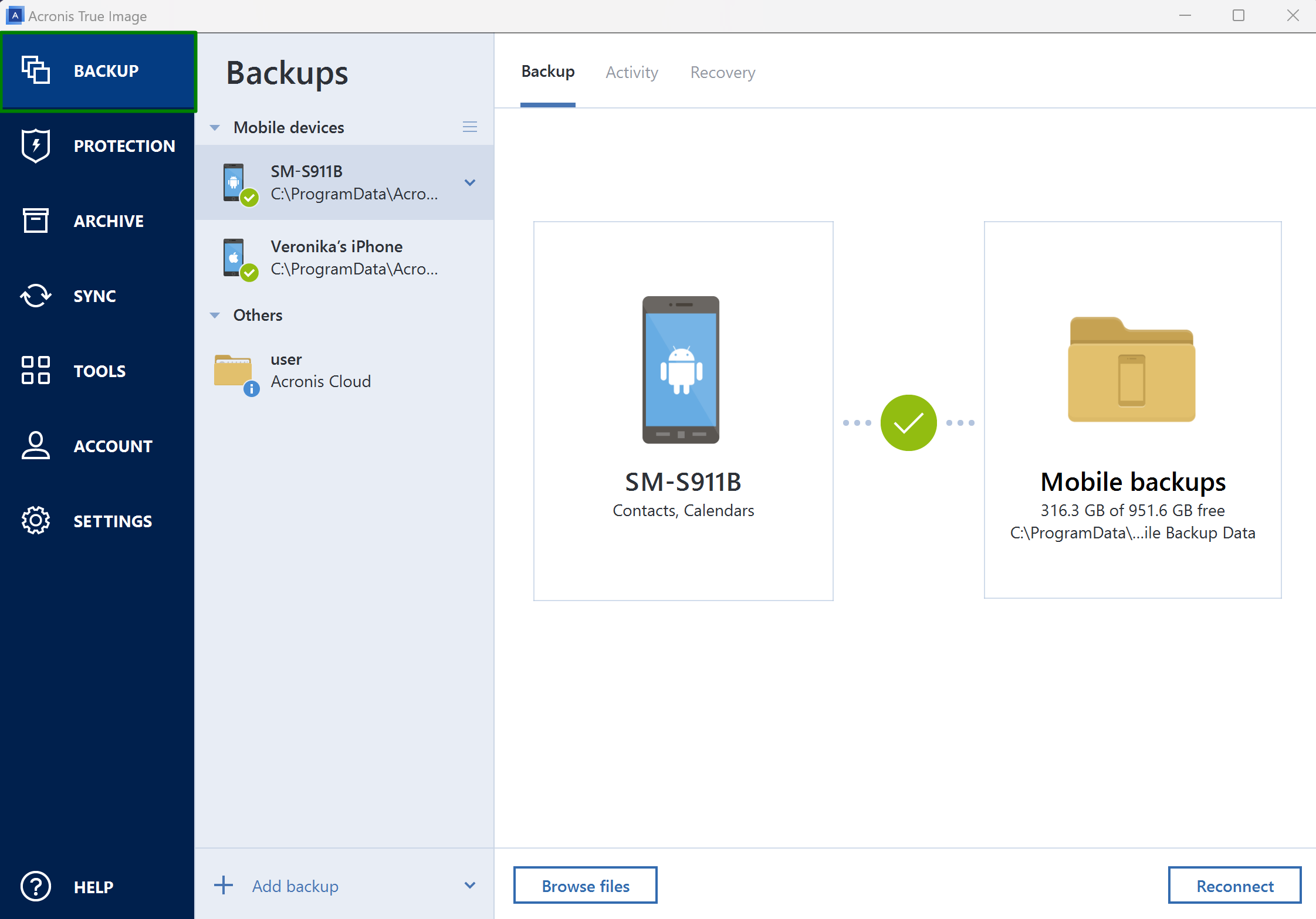 Acronis True Image: How to delete mobile backups