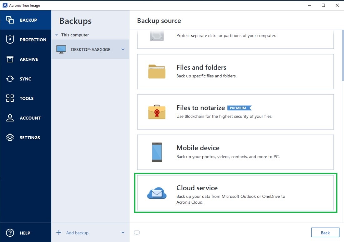62069: Acronis True Image: How to back up Microsoft 365 accounts