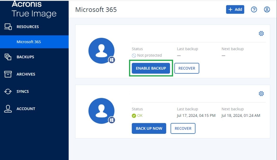 62069: Acronis True Image: How to back up Microsoft 365 accounts