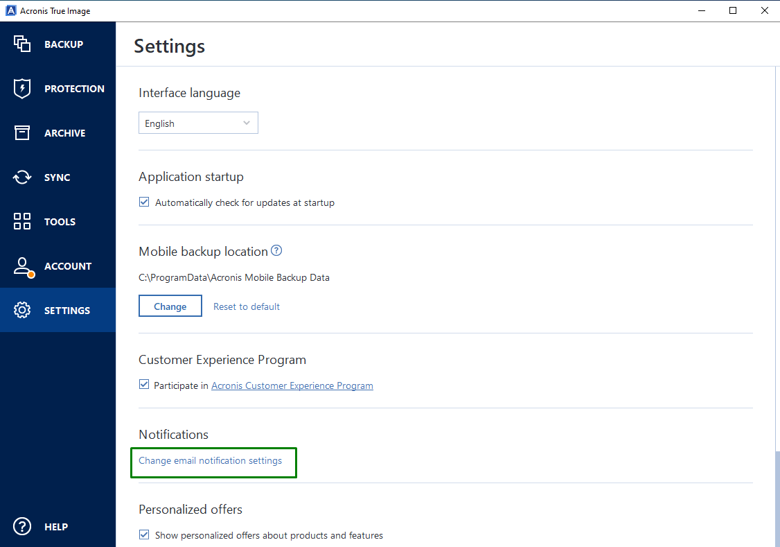 59265: Acronis True Image: How to set up email notifications about ...