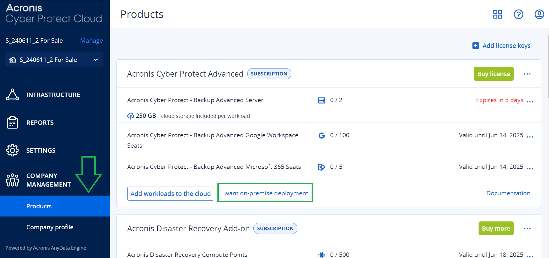 1642: Downloading an Installation File of Acronis Software