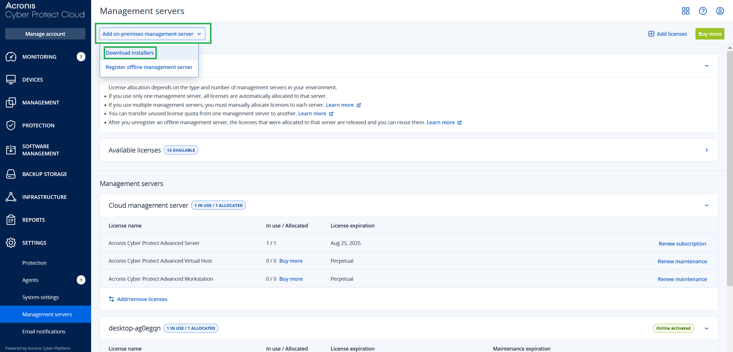 1642: Downloading an Installation File of Acronis Software