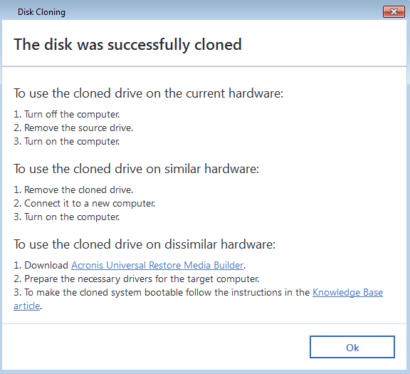 61665: Acronis True Image: Active cloning in Windows