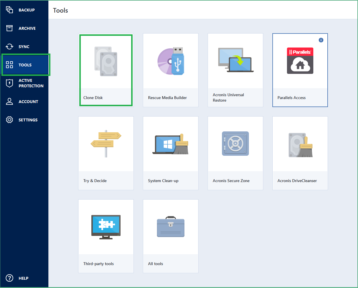 61665: Acronis True Image: Active cloning in Windows