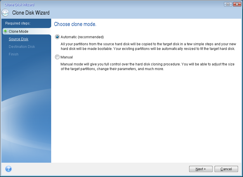 Acronis True Image: Cloning a disk using Acronis bootable media