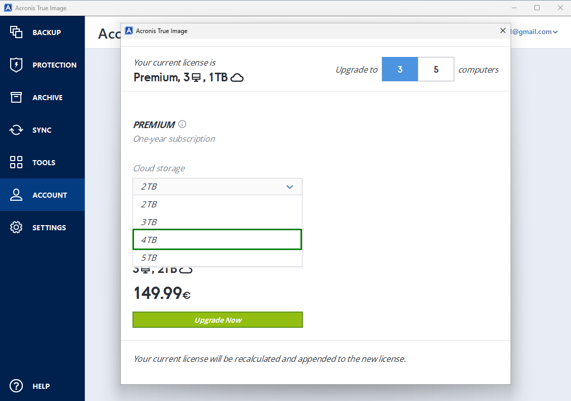 60165: Acronis True Image: How to renew or upgrade subscription