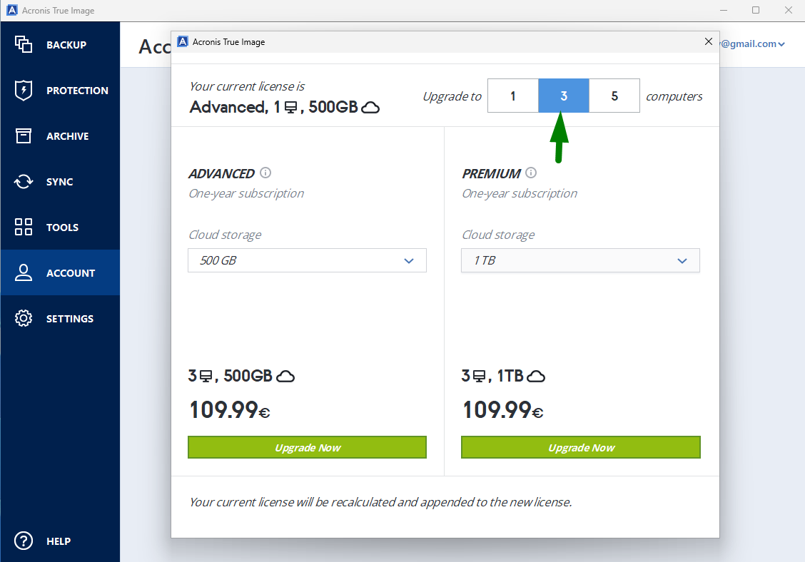 60165: Acronis True Image: How to renew or upgrade subscription
