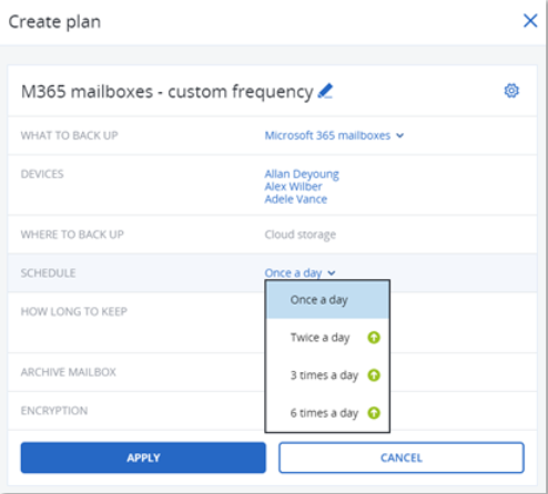72487: Acronis Cyber Protect Cloud: Backup frequency for Microsoft 365 ...