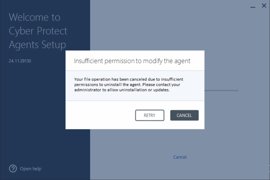 Acronis Cyber Protect Cloud: Agent installation fails with ...