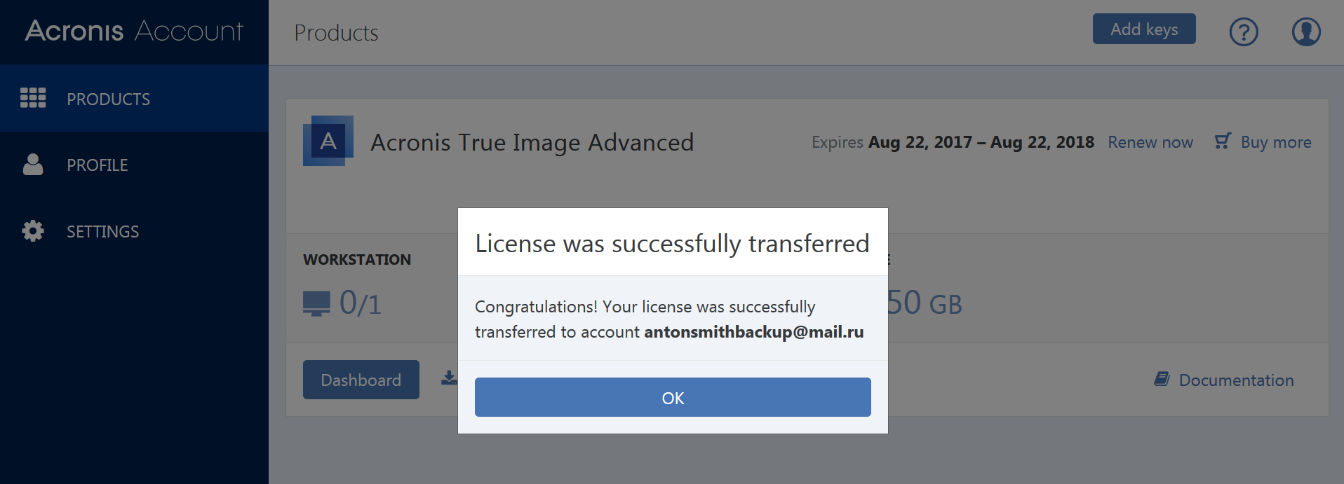 59700: Acronis True Image: "You have conflicting subscriptions"