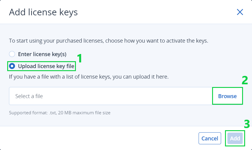67925: Acronis Cyber Backup SCS Hardened Edition: Registering license ...