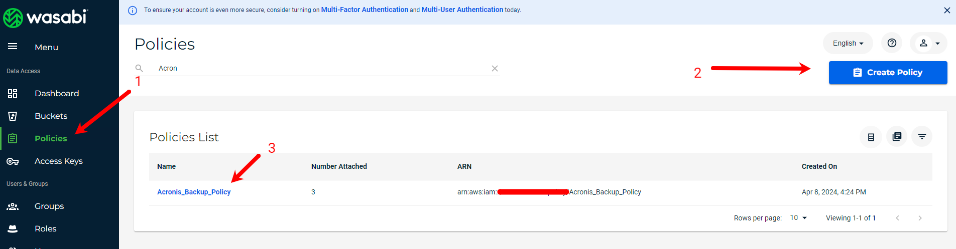 Acronis Cyber Protect Cloud: Adding Wasabi storage location (S3 bucket) to backup console fails ...