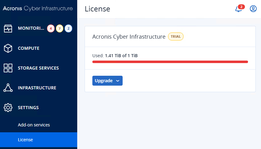 68726: Acronis Cyber Infrastructure: Backup Storage service status check