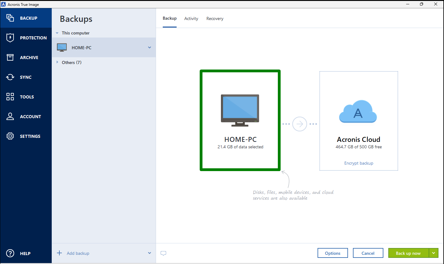 Acronis True Image: How to back up entire computer