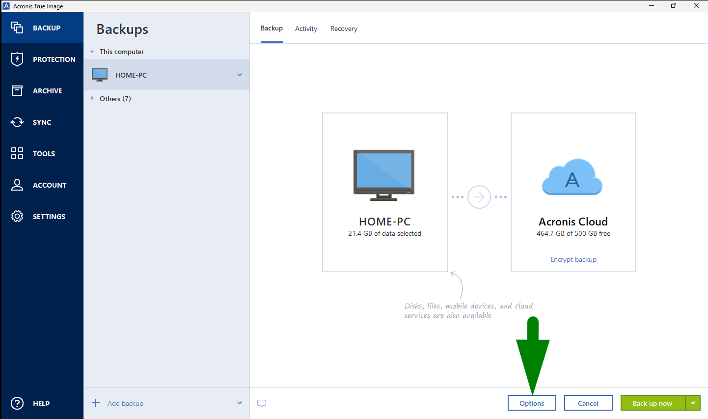 Acronis True Image: How to back up entire computer