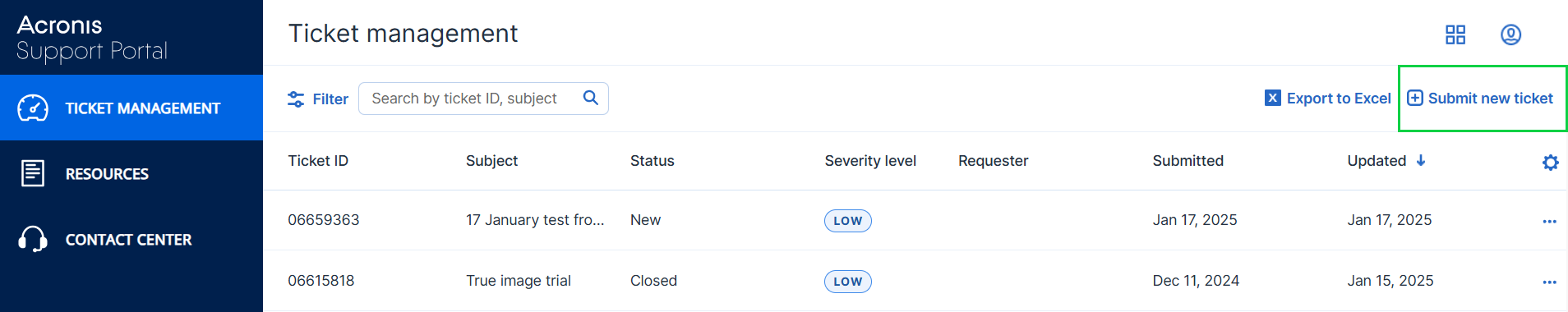71481: New Acronis Support portal