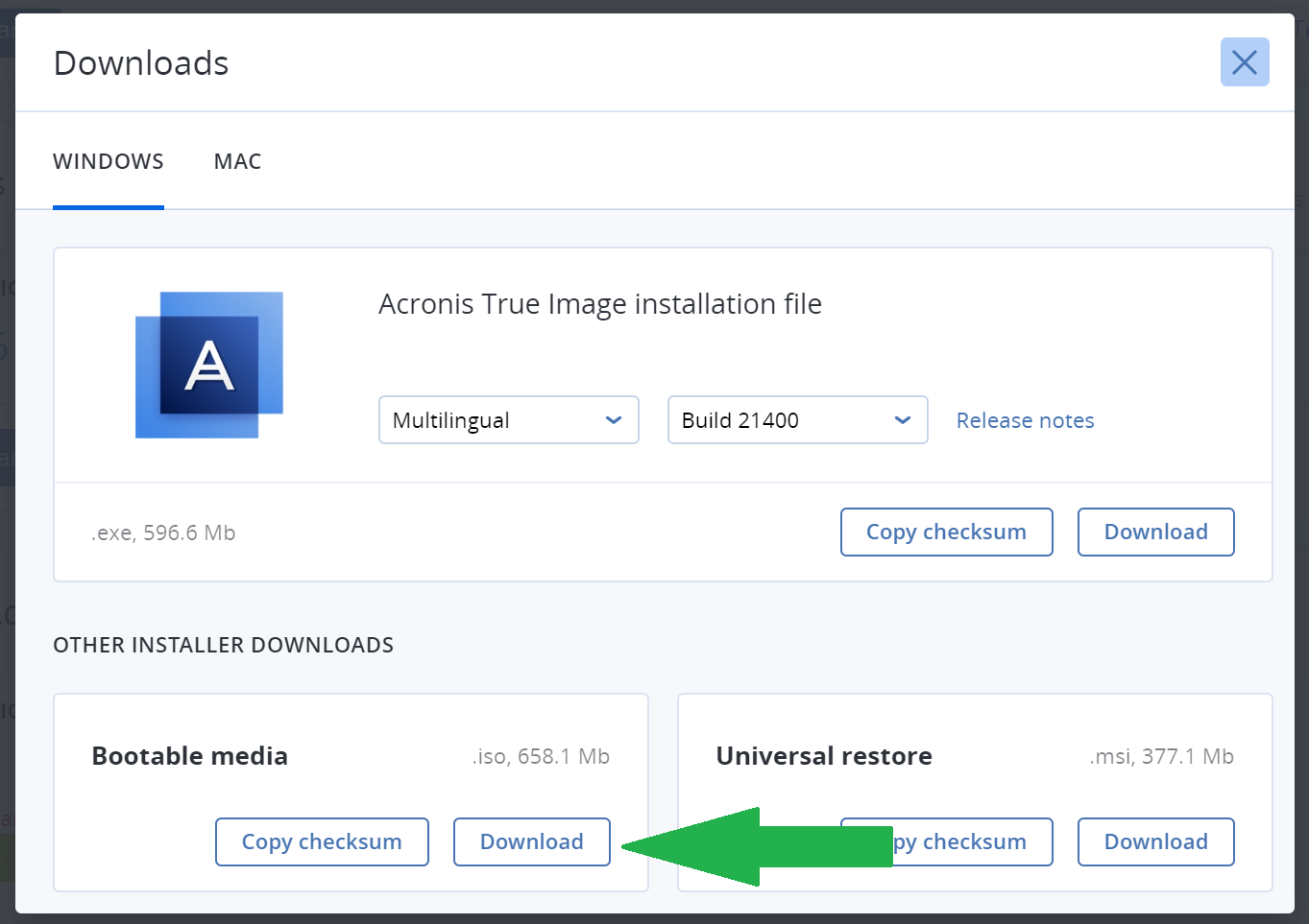 4828: How to download Acronis bootable media ISO