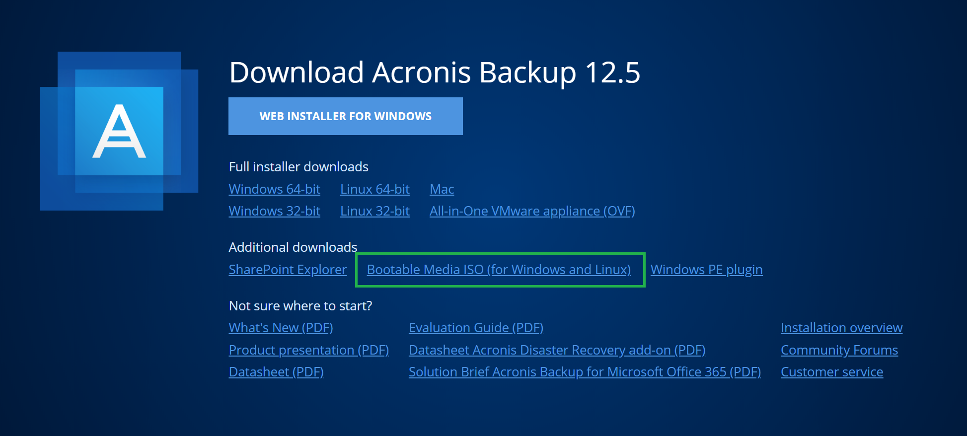 4828: How to download Acronis bootable media ISO