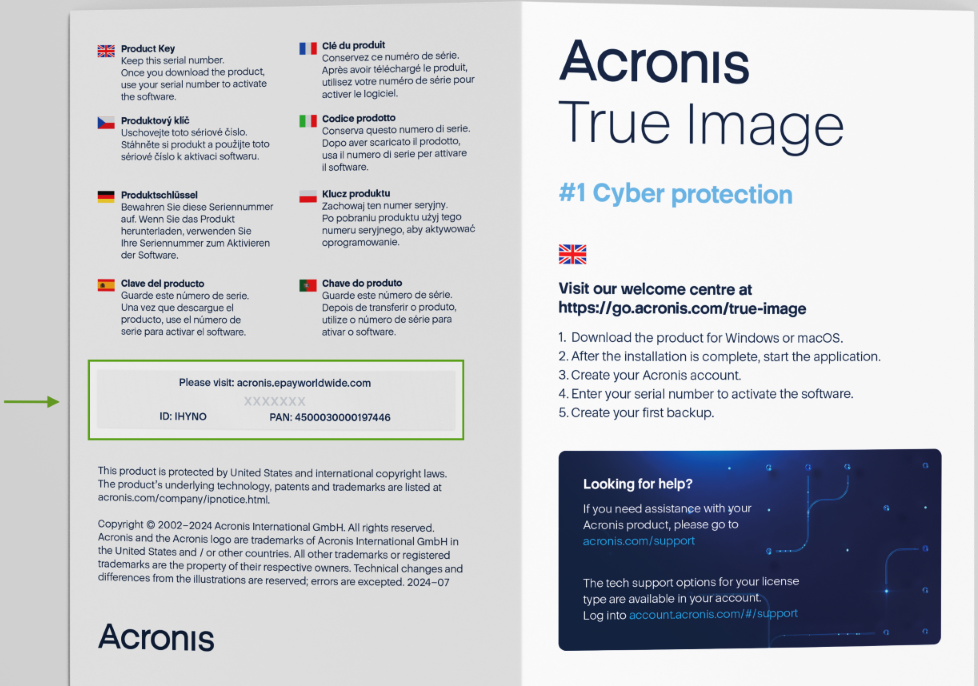 2704: How to activate boxed versions of Acronis products