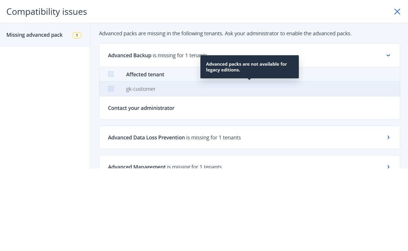 Acronis Cyber Protect: Protection plan shows an alert "The plan has ...