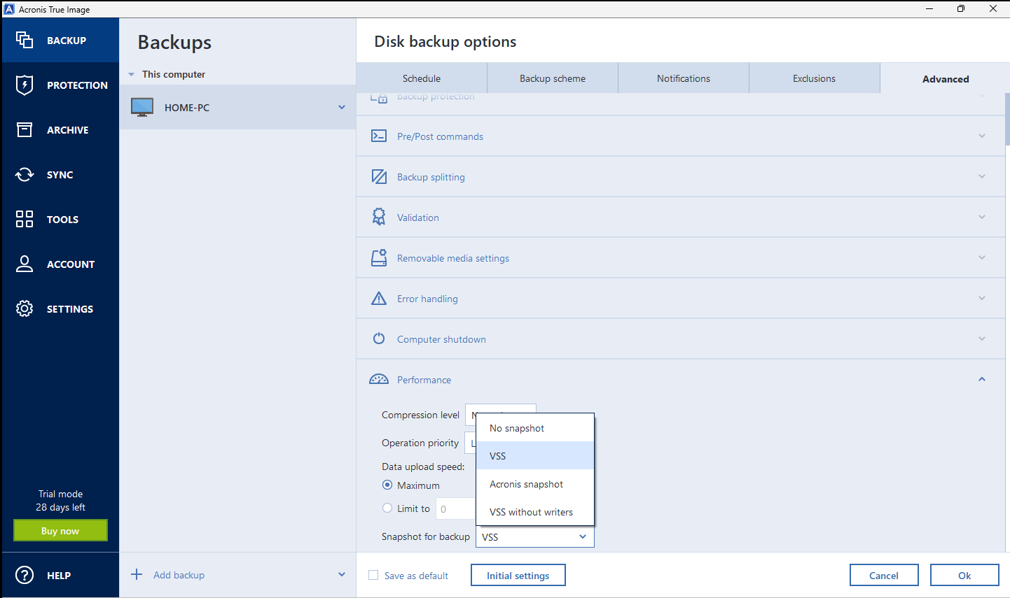 59440: Acronis True Image: Overviewing Snapshot for backup