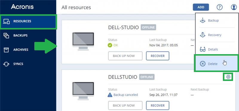 56529: Acronis True Image Cloud: Online Dashboard