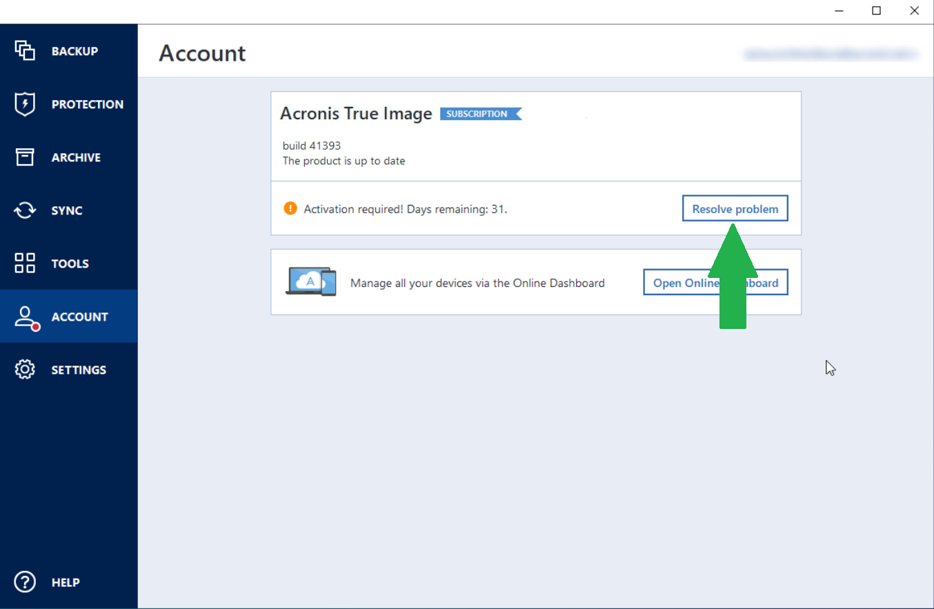 Acronis True Image subscription: "Too many activations"