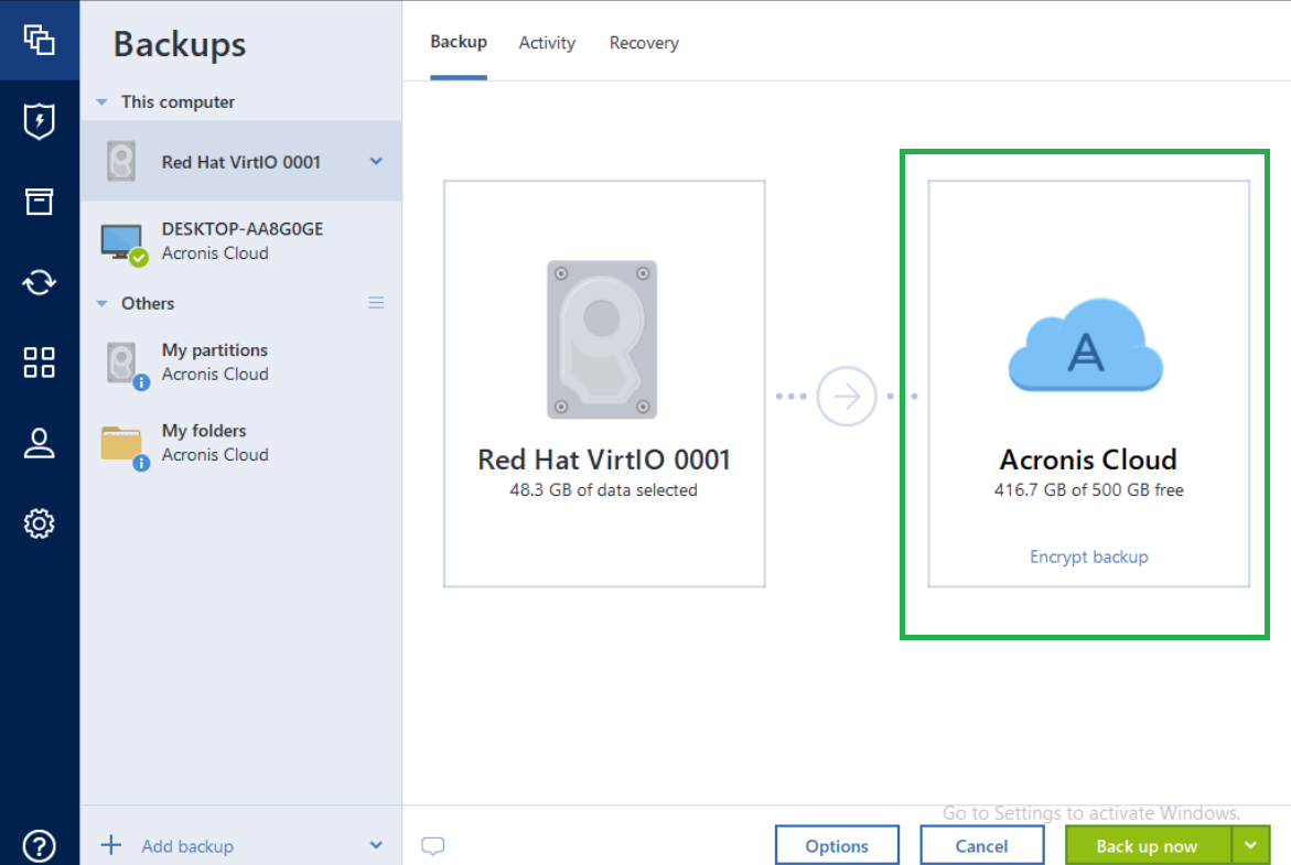 Acronis True Image: How to exclude a disk from an entire PC backup