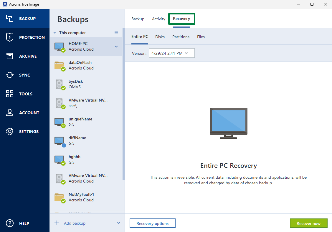 So stellen Sie Dateien und Ordner in Acronis True Image unter Windows ...