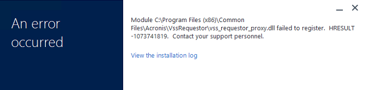 Acronis Cyber Protect Cloud: Agent installation or update fails with "Installation process ...