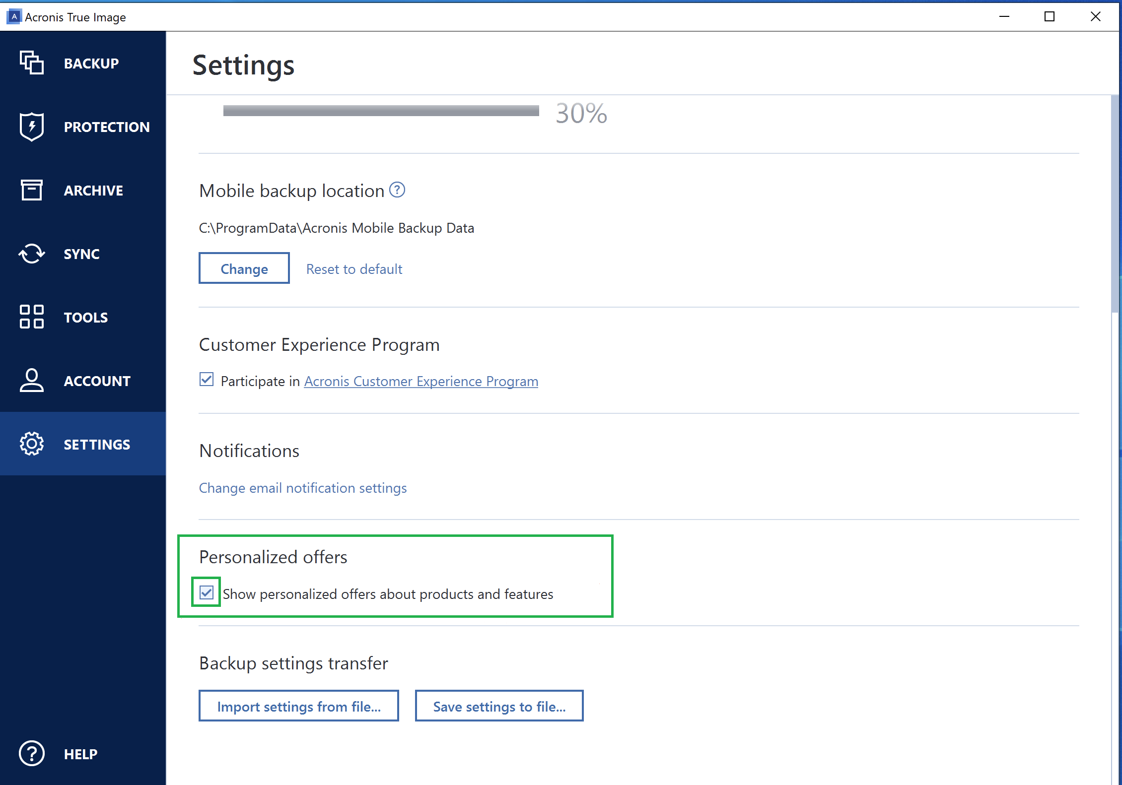 Acronis True Image: Notification "Exclusive perpetual license upgrade ...