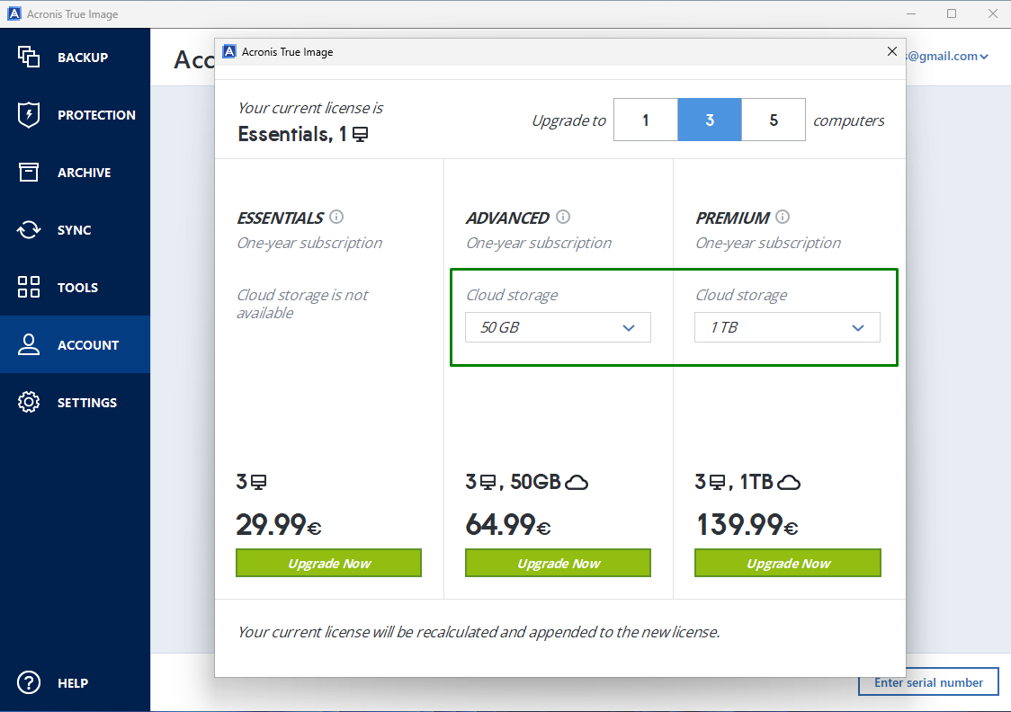 60197: Acronis True Image: How to purchase Essentials, Advanced or ...