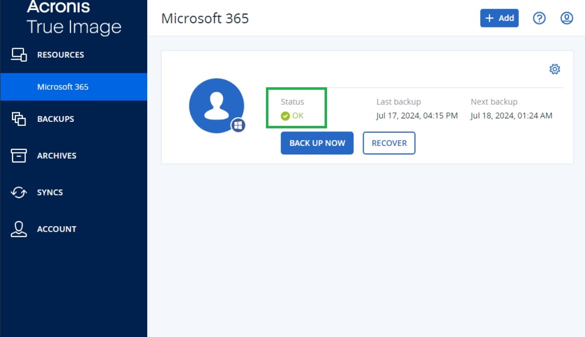 62069: Acronis True Image: How to back up Microsoft 365 accounts