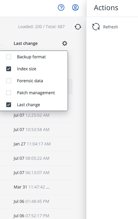 Acronis Cyber Protect Cloud: Occupied space for Cloud applications backups vault and the "Size ...